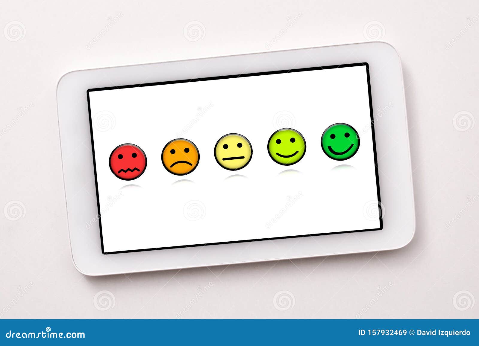 Satisfaction Representation on White Tablet on White Table Stock ...