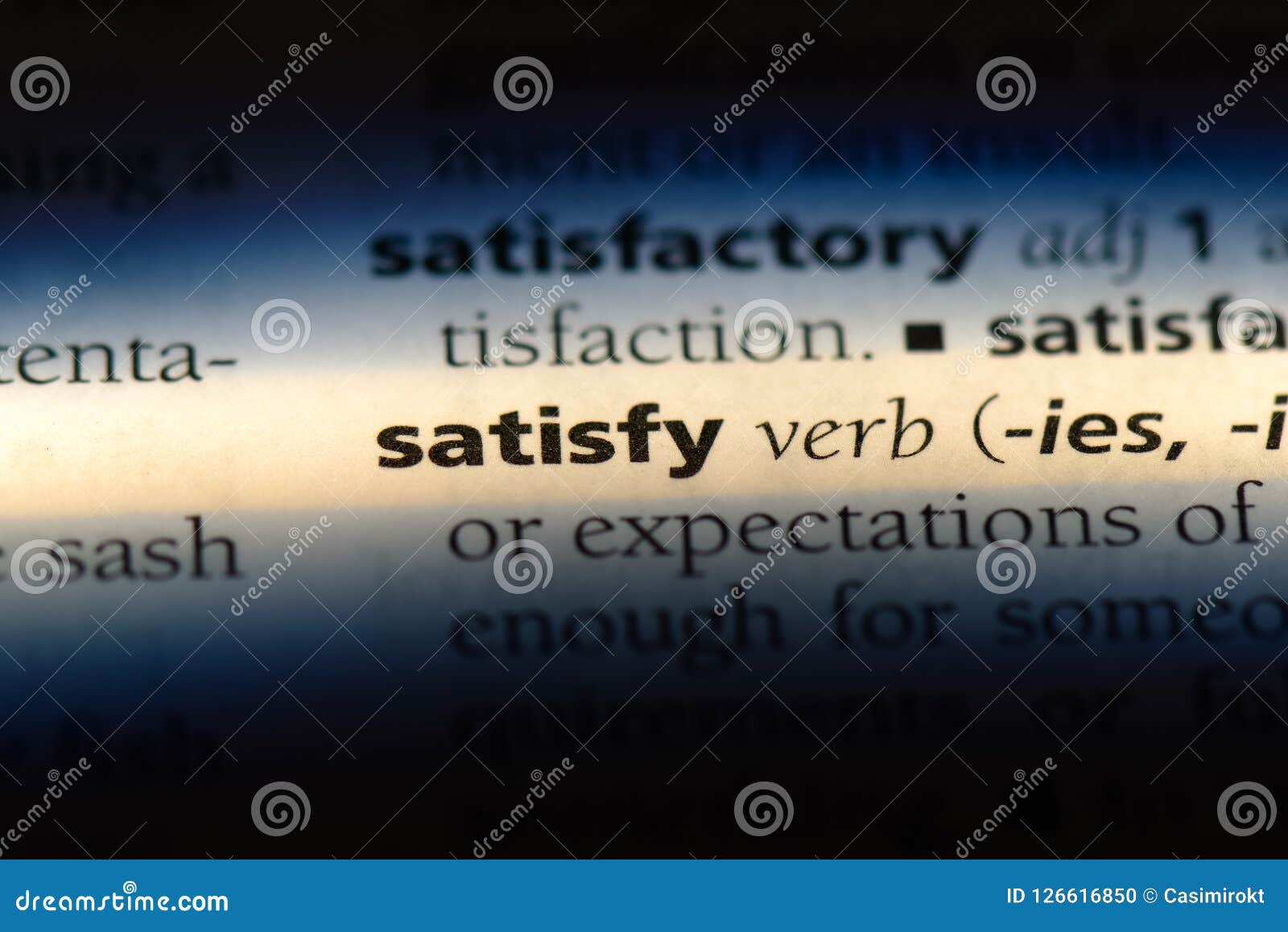 Satisfaga foto de archivo. Imagen de impreso, diccionario - 126616850