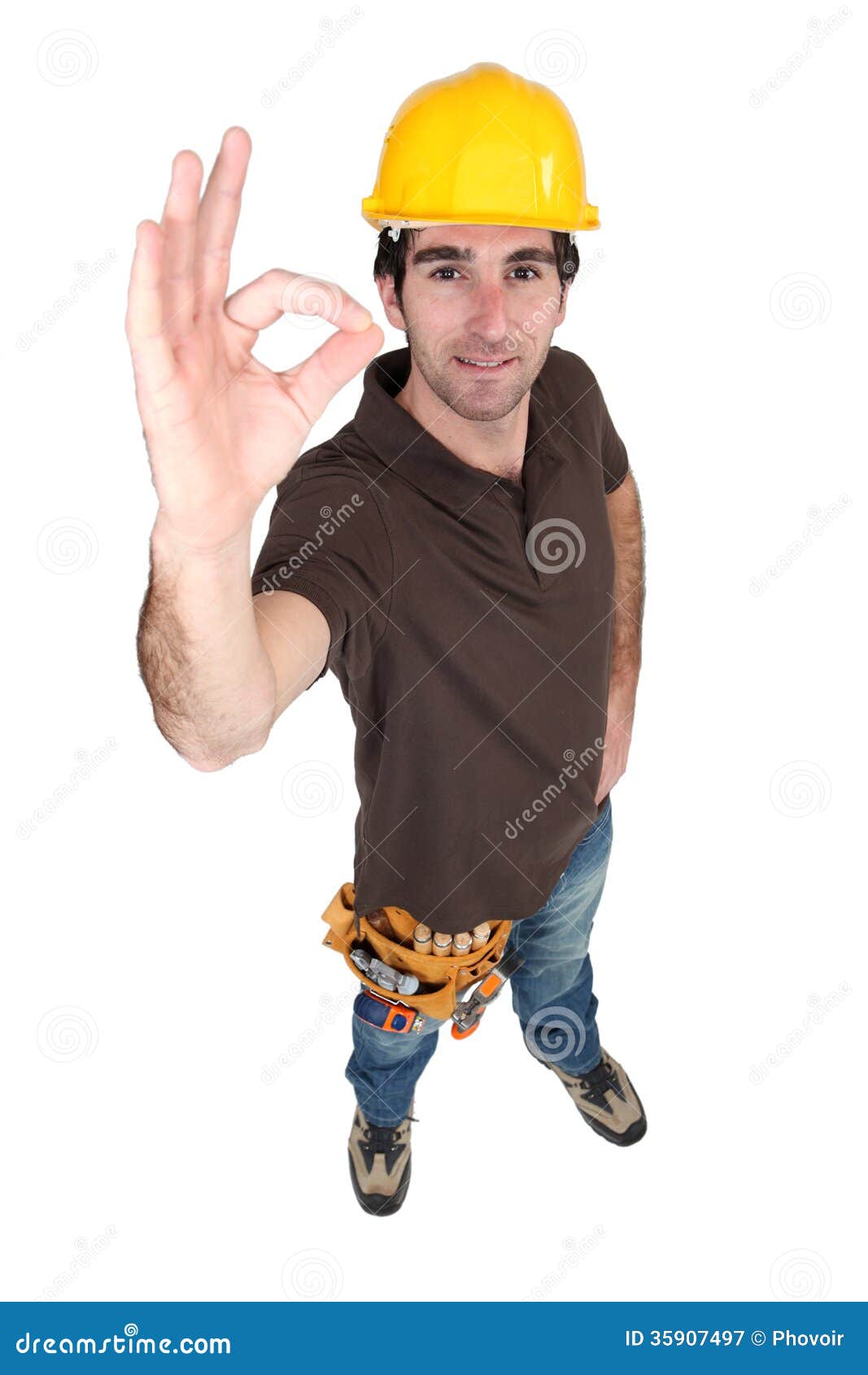 Satisfied building worker stock image. Image of male - 35907497