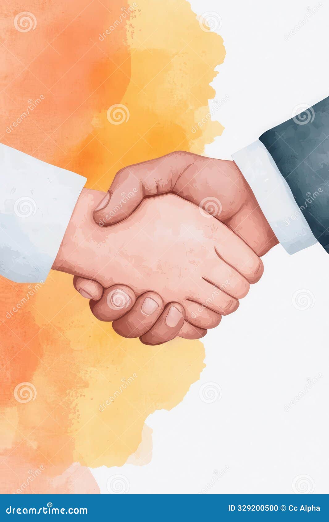 Satisfied Client, Warm Handshake, Welcoming Office, Watercolor Style ...
