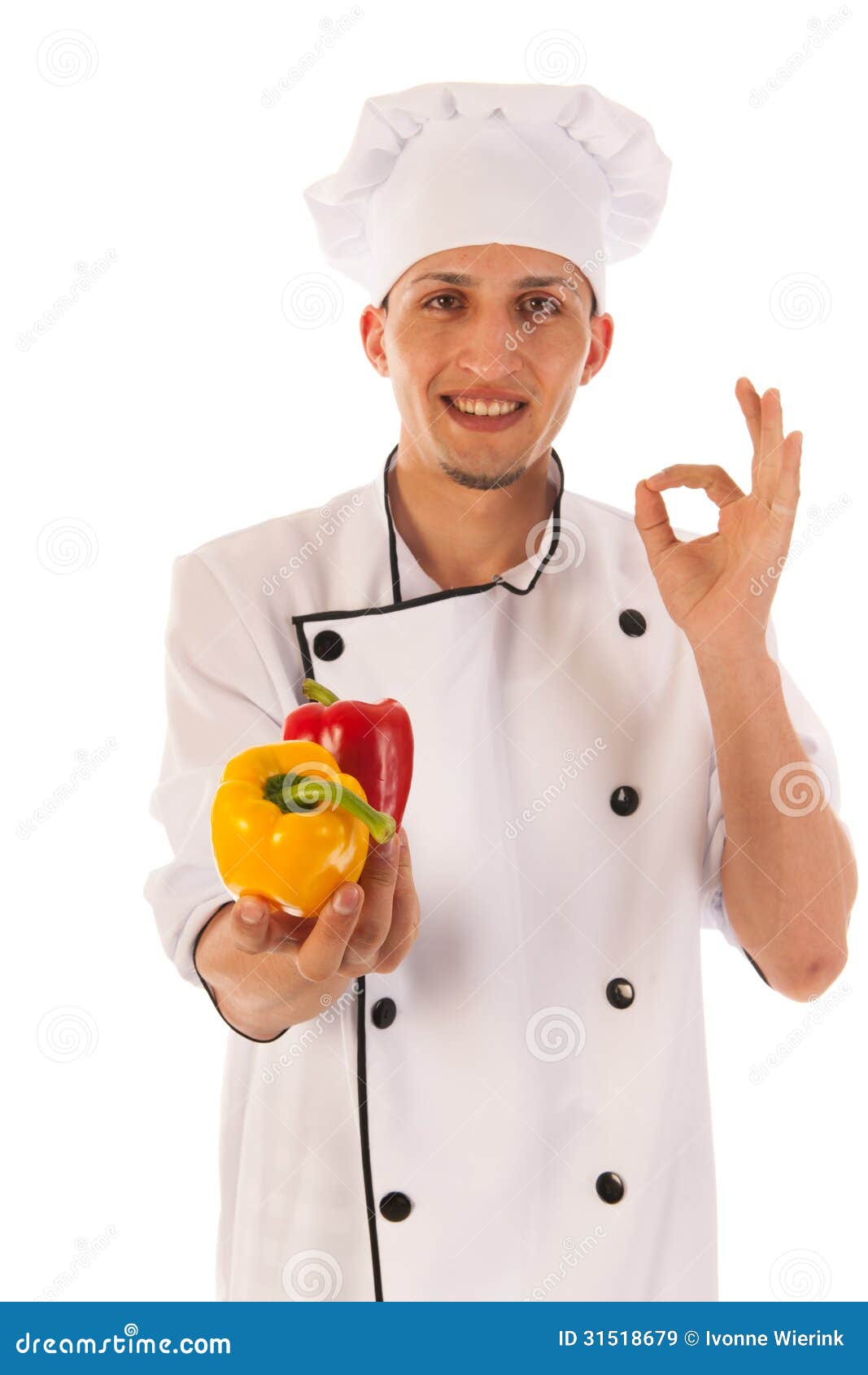 Satisfied Cook with Fresh Paprikas Stock Image - Image of dinner ...