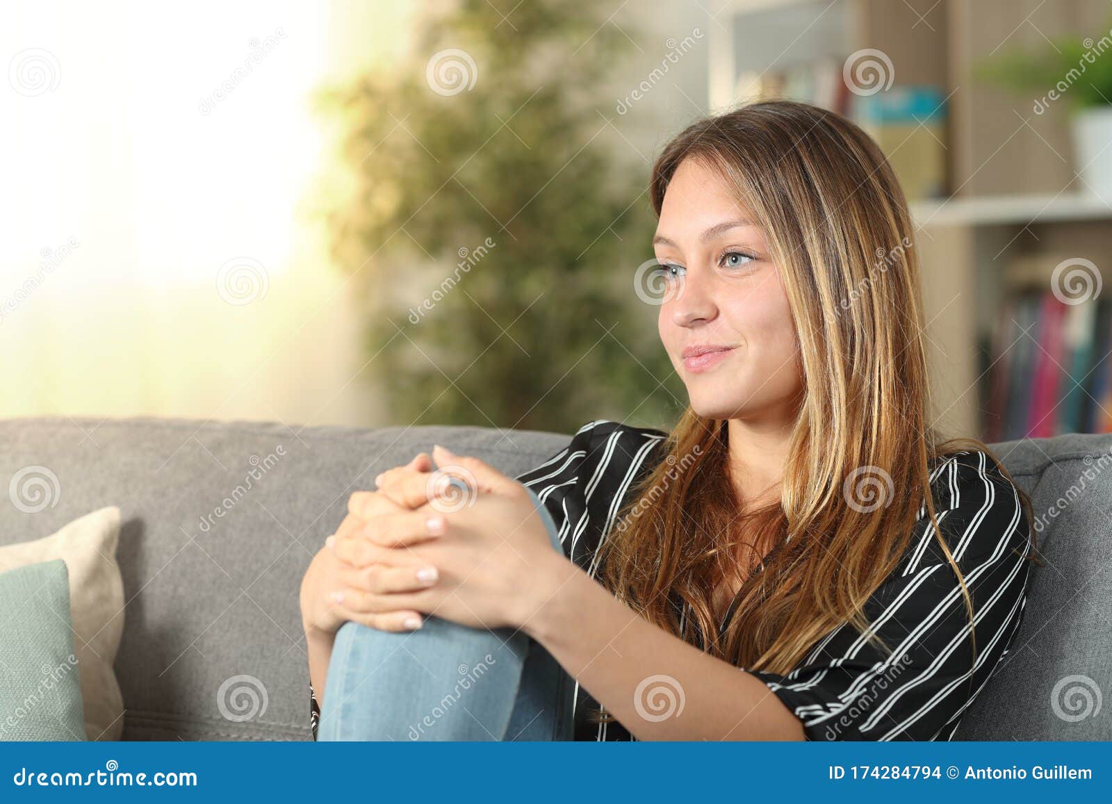 Satisfied Homeowner Thinking at Home Stock Photo - Image of apartment ...