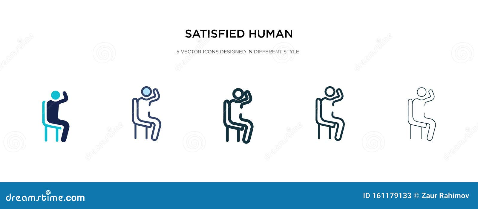 Satisfied Human Icon in Different Style Vector Illustration. Two ...
