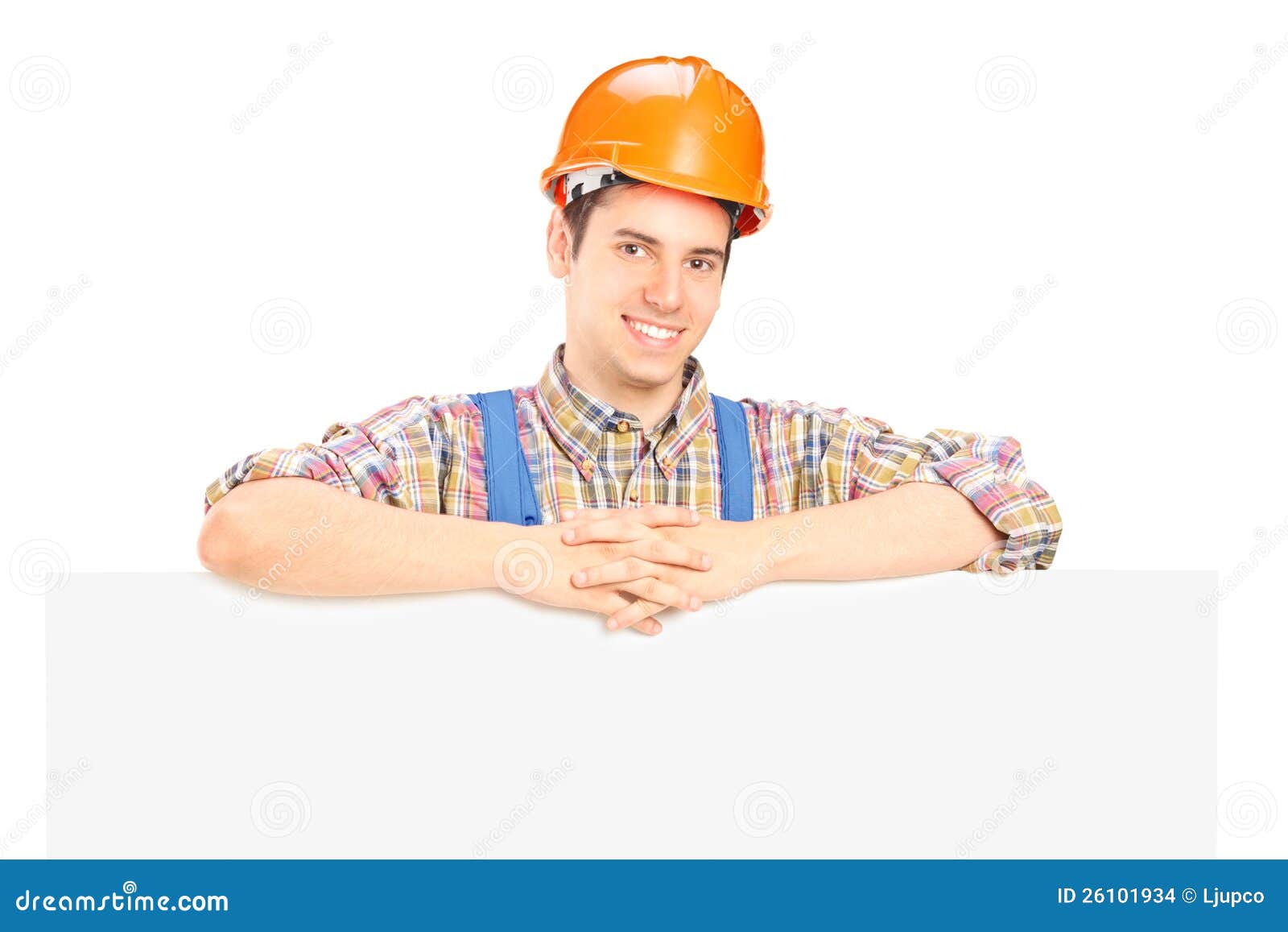 Satisfied Male Worker Standing Behind Panel Stock Photo - Image of ...