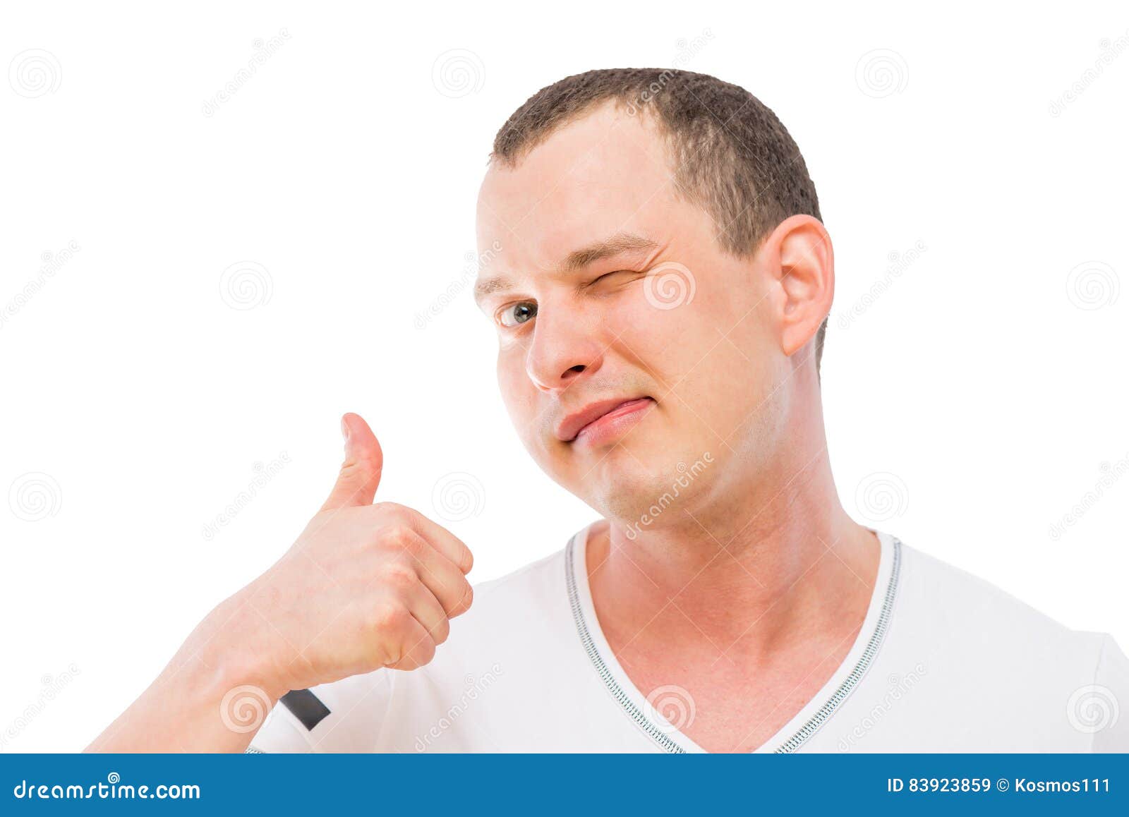 Satisfied Man Makes a Gesture with Thumb Up Stock Image - Image of ...