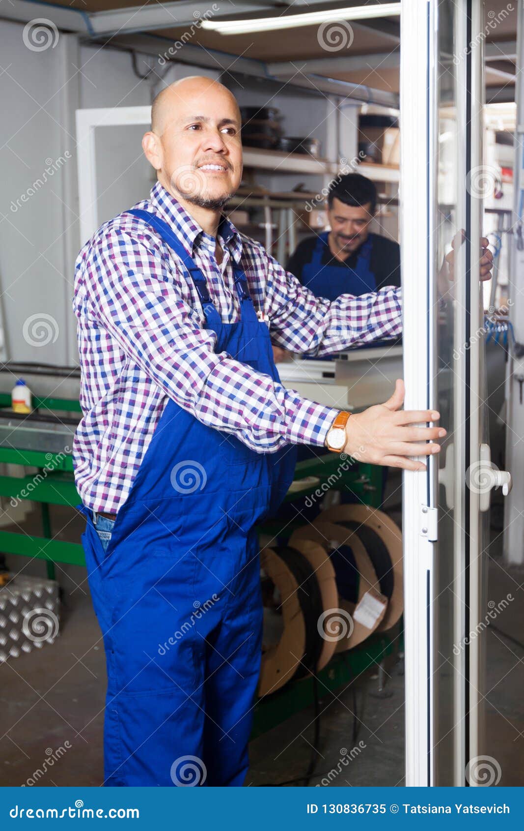 Satisfied Manager at PVC Windows Factory Stock Image - Image of bonus ...