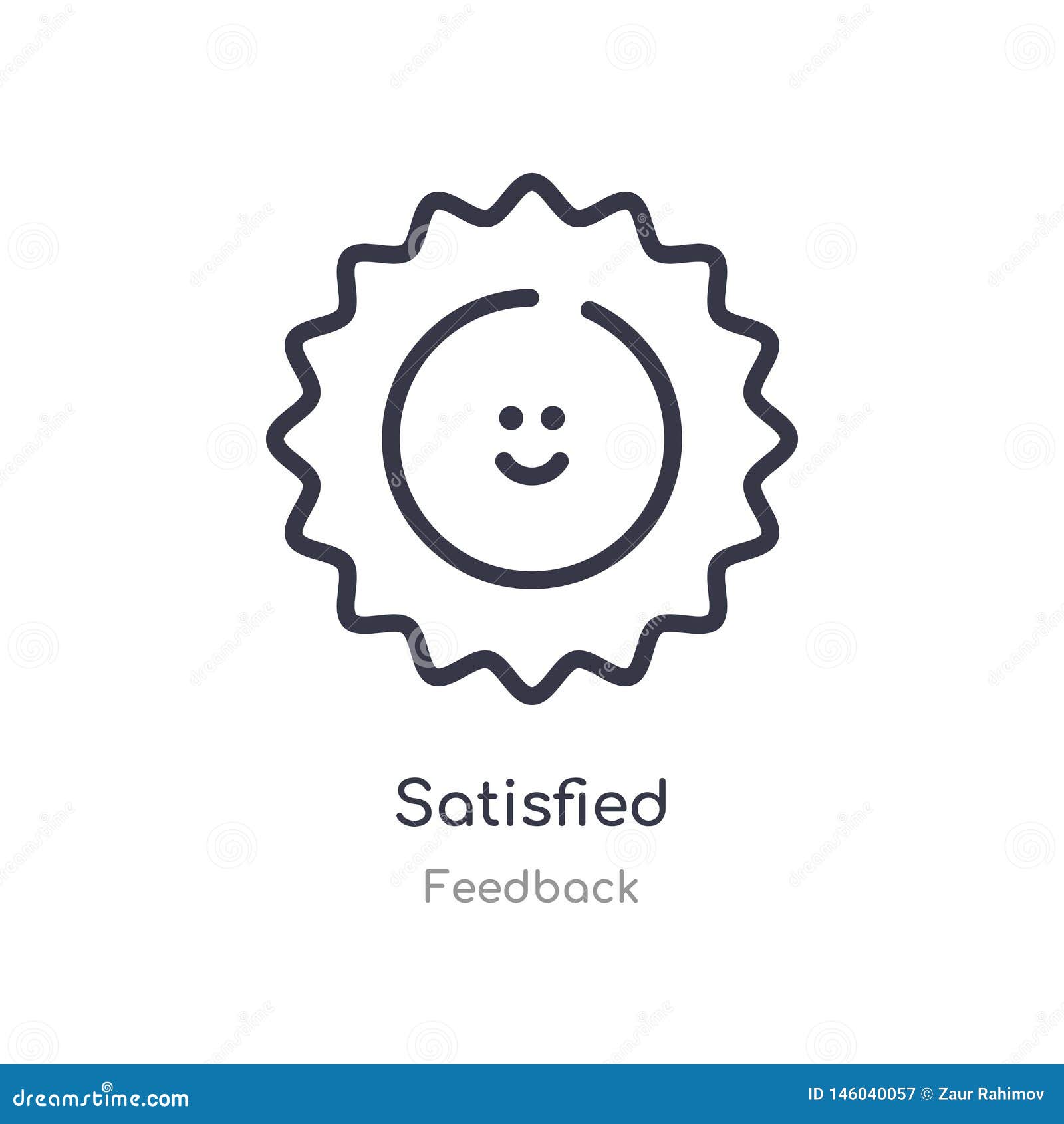Satisfied Outline Icon. Isolated Line Vector Illustration from Feedback ...