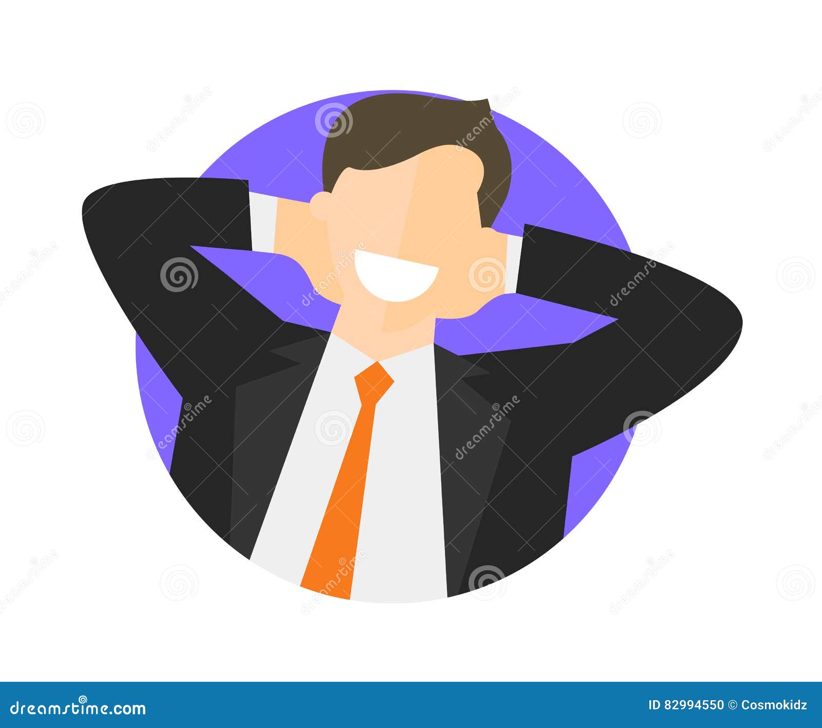 Satisfied Relaxing Businessman Flat Icon. Work Done Concept. Happy ...
