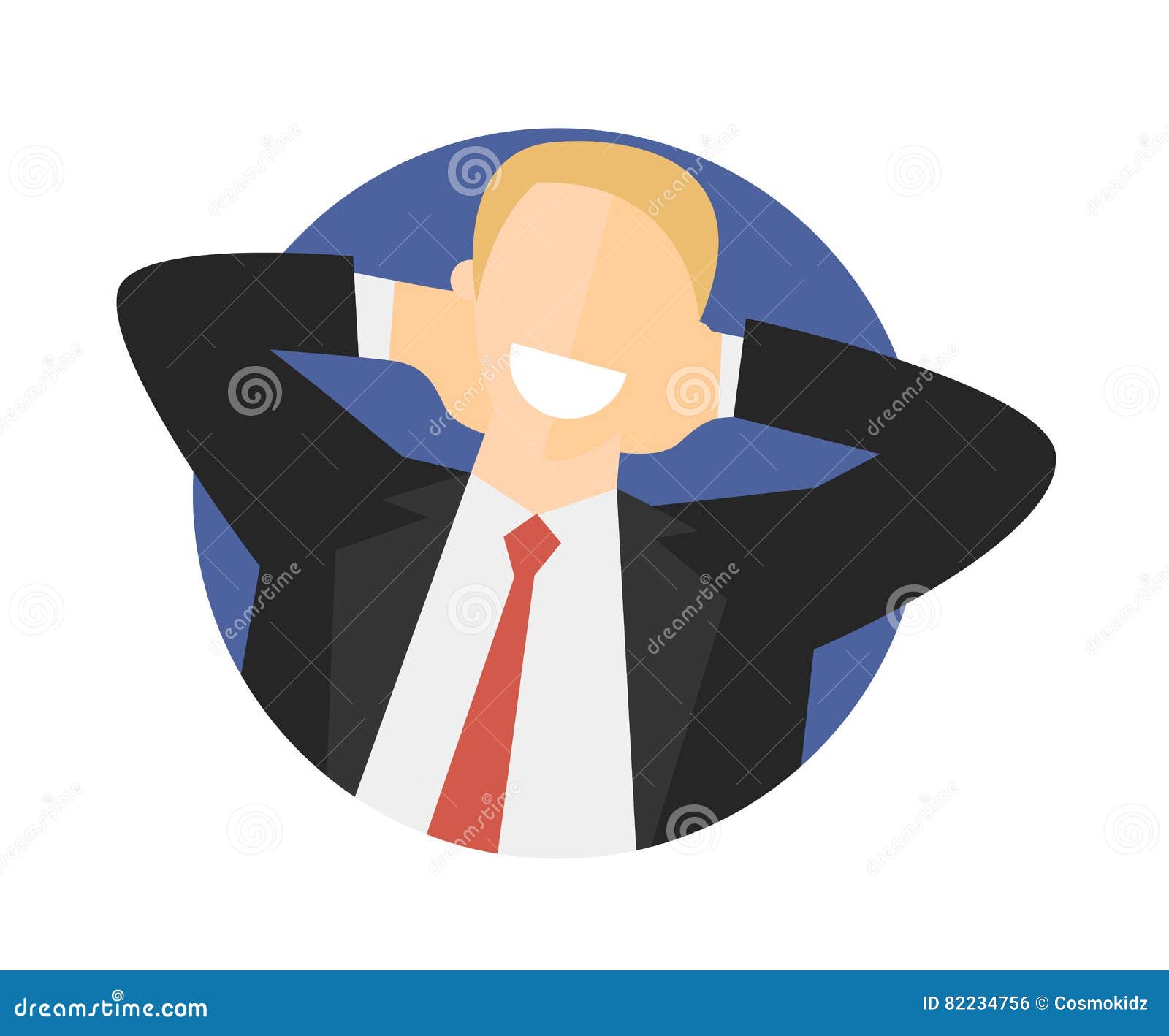 Satisfied Relaxing Man Flat Icon. Work Done Concept. Happy Impersonal ...