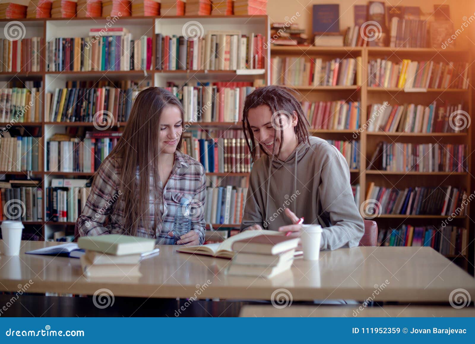 Satisfied Students in Library. Stock Image - Image of clothing ...