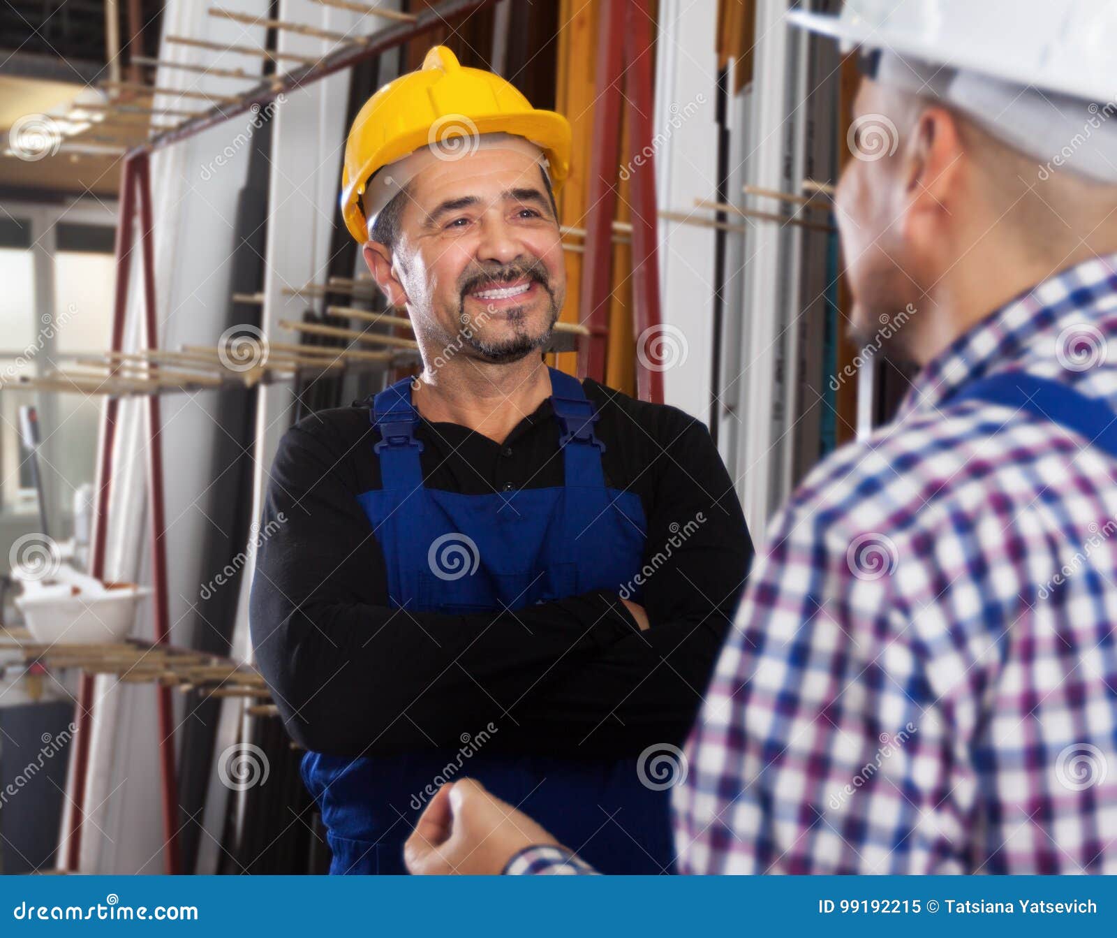 Satisfied Worker at PVC Windows Factory Stock Image - Image of indoors ...