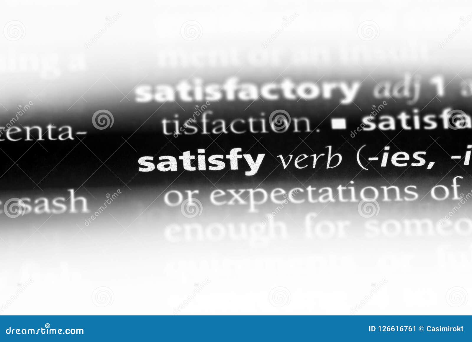 Satisfy stock image. Image of macro, printed, dictionary - 126616761