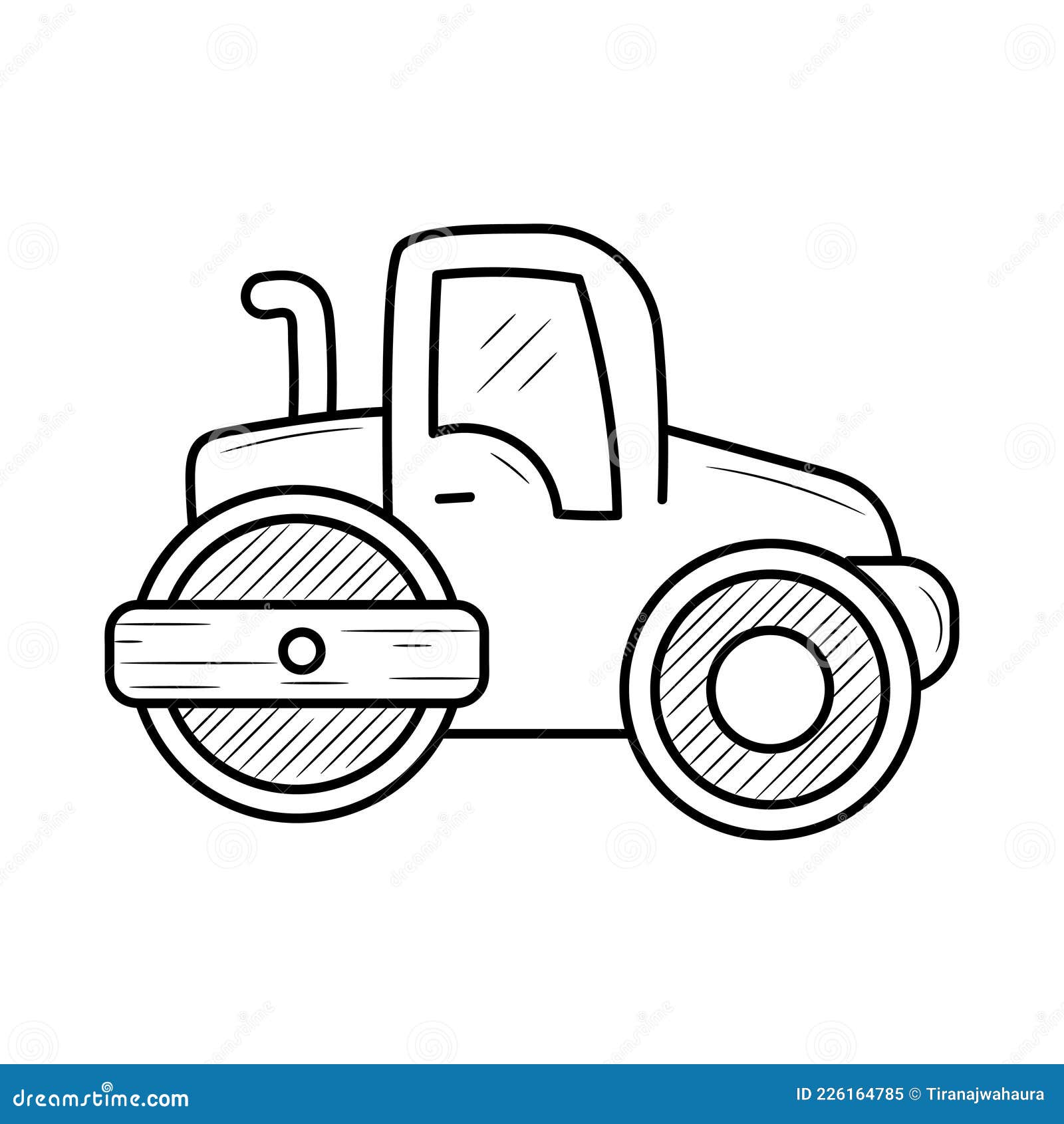 Road Roller Vector Illustration with Simple Hand Drawn Style Stock ...