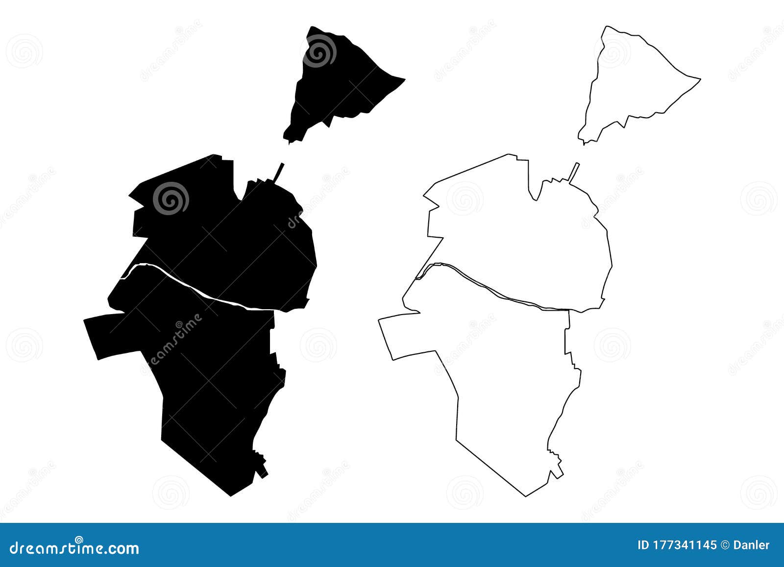 Satu Mare City Republic of Romania Map Vector Illustration, Scribble ...