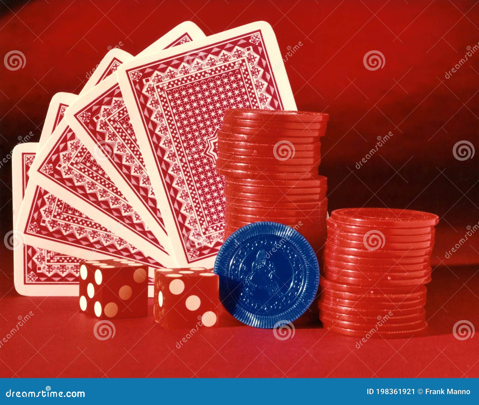 Playing Cards, Poker Chips, Dice, Game, Red Blue Stock Image - Image of ...