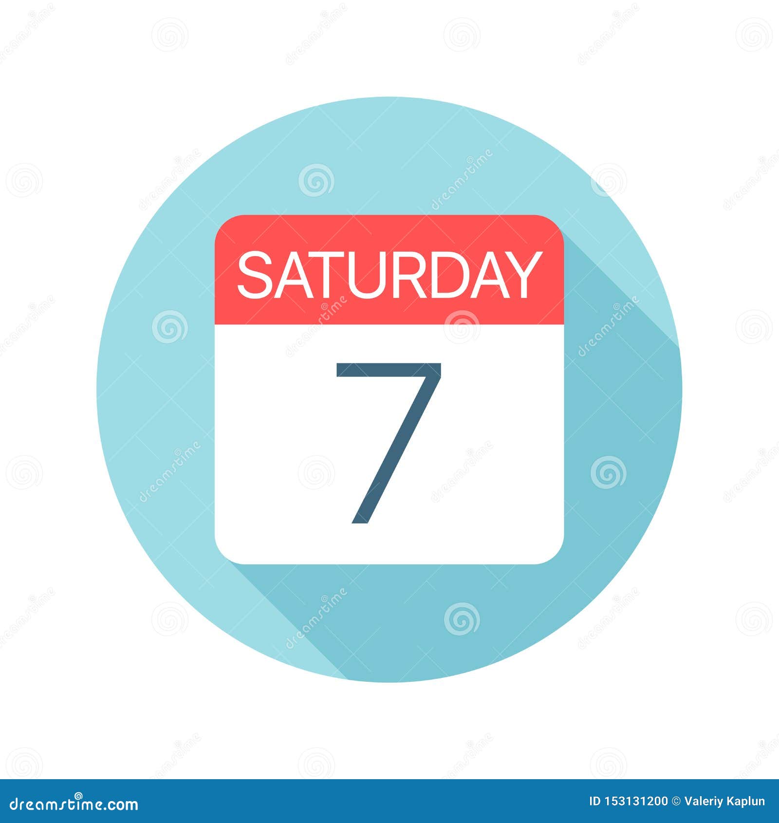 Saturday 7 - Calendar Icon. Vector Illustration of One Day of Week ...