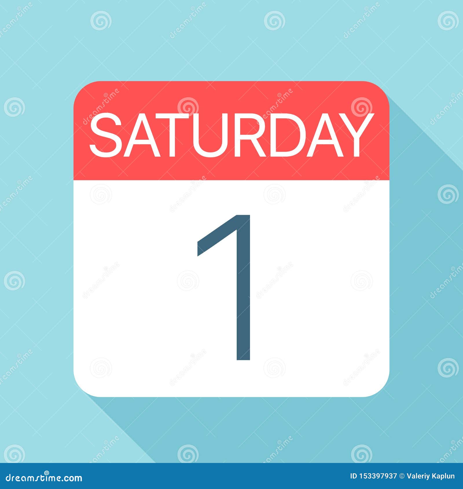 Saturday 1 - Calendar Icon. Vector Illustration of Week Day Paper Leaf ...