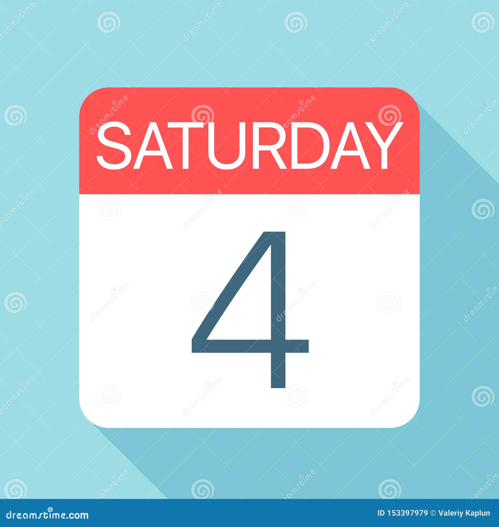 Saturday 4 - Calendar Icon. Vector Illustration of Week Day Paper Leaf ...