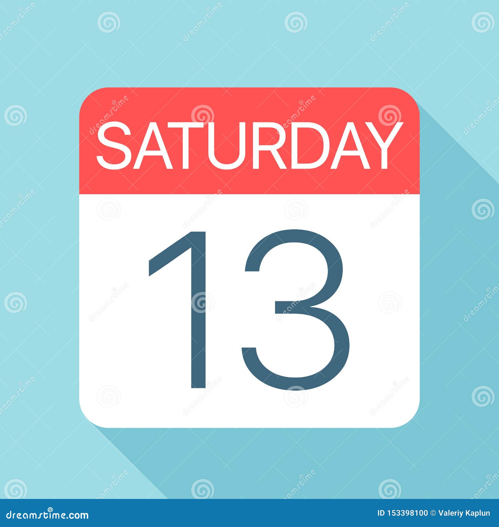 Saturday 13 - Calendar Icon. Vector Illustration of Week Day Paper Leaf ...