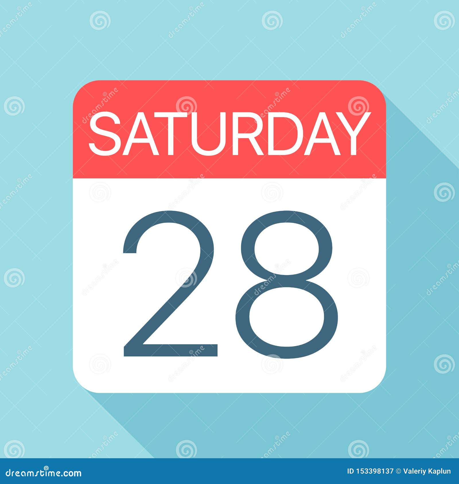 Saturday 28 - Calendar Icon. Vector Illustration of Week Day Paper Leaf ...