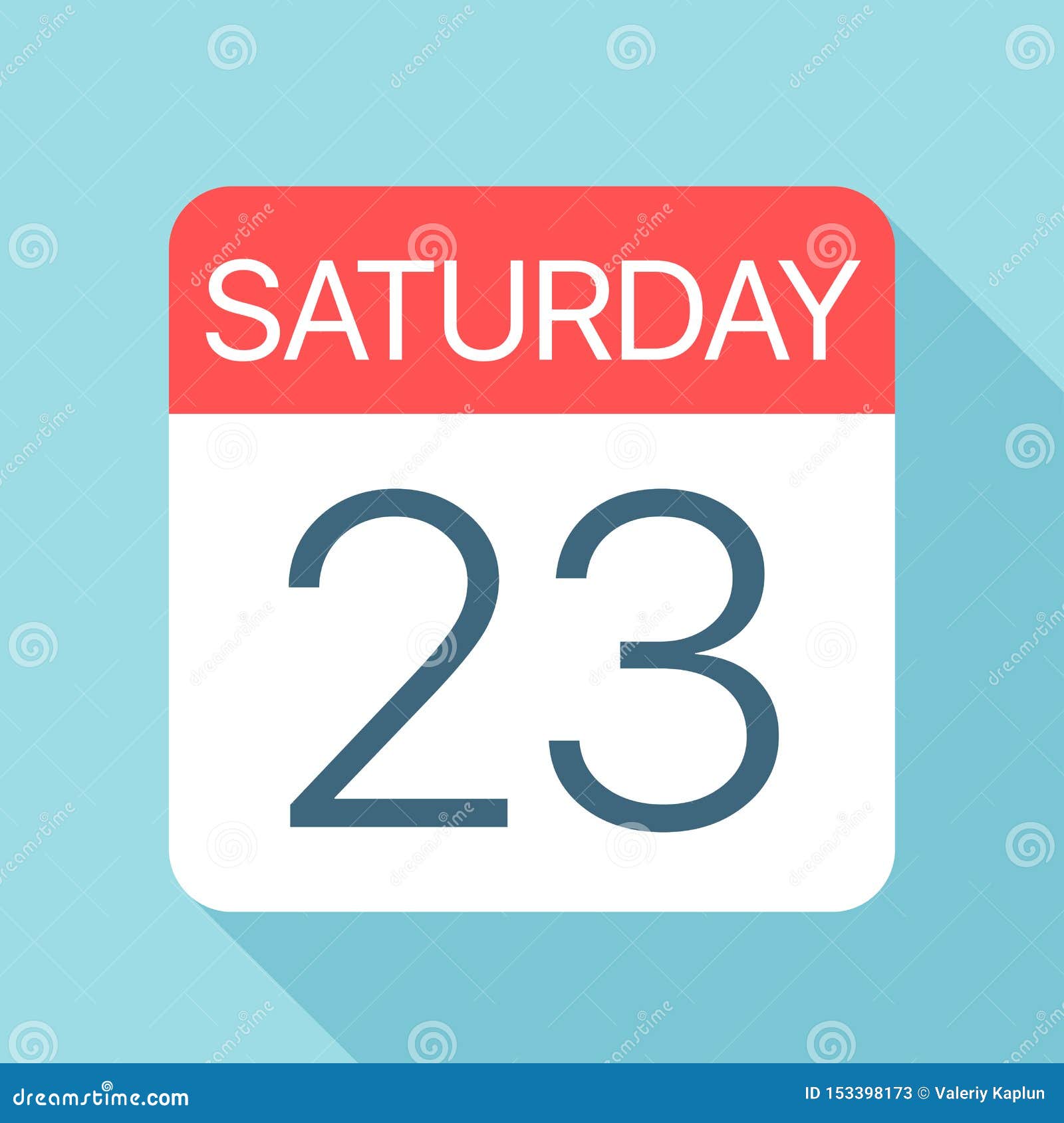 Saturday 23 - Calendar Icon. Vector Illustration of Week Day Paper Leaf ...