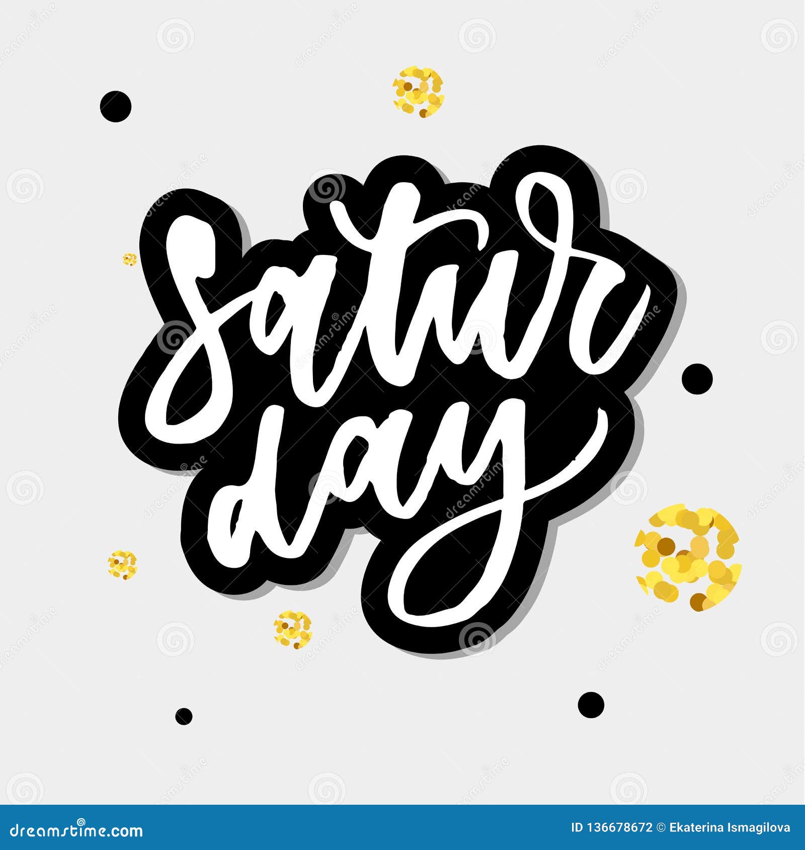 Saturday, Day of the Week, Hand Drawn Lettering. Calligraphic Element ...