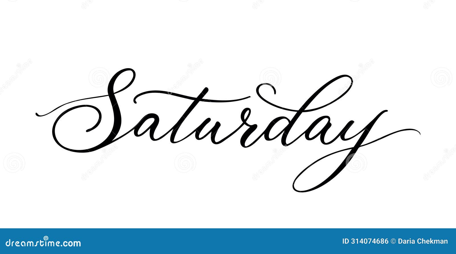 Saturday - Handwritten Text in Calligraphic Style on a White Background ...