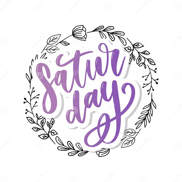 Saturday Logo Template Vector Lettering Calligraphy Text Stock ...