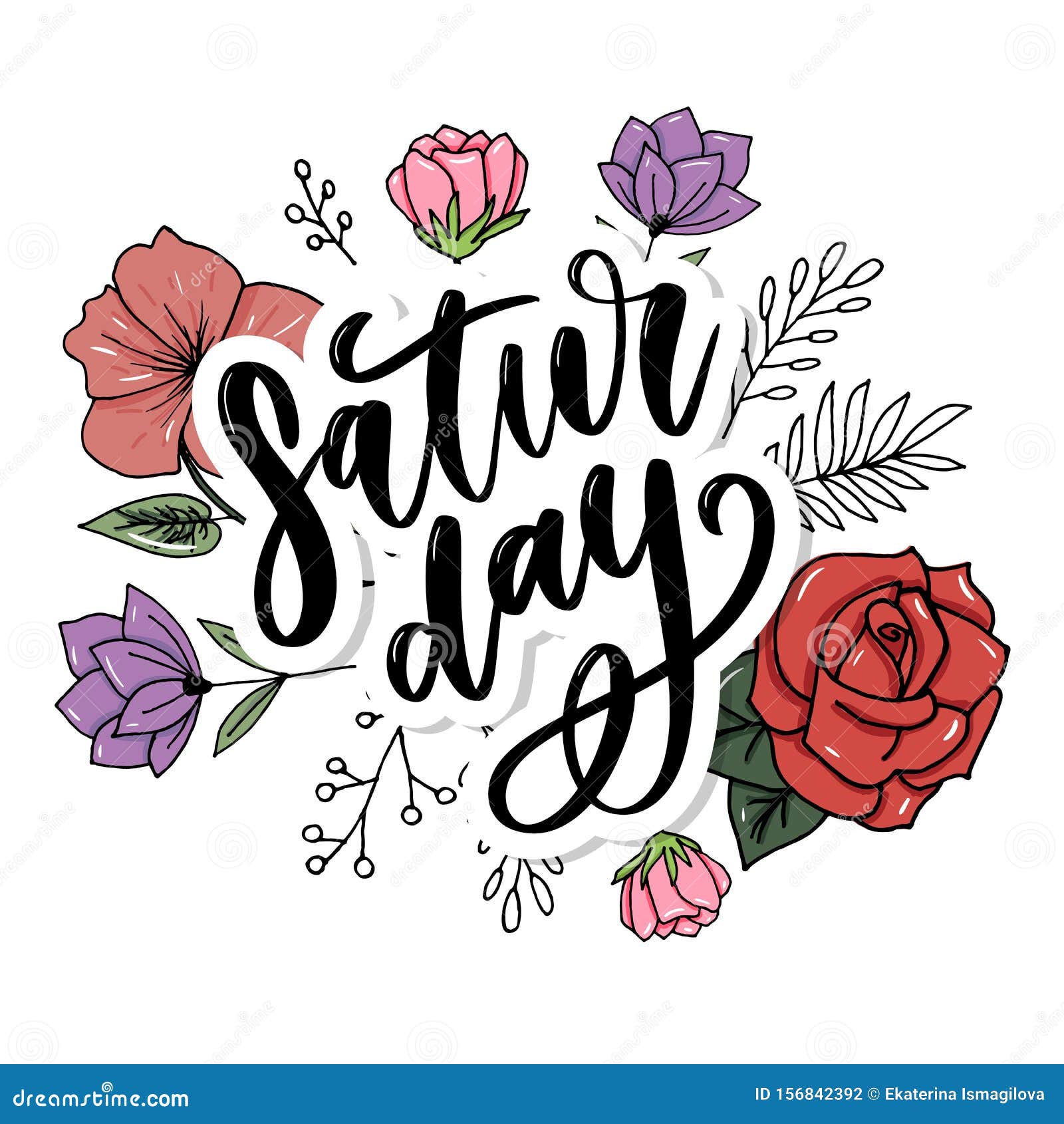 Saturday Logo Template Vector Lettering Calligraphy Text Stock ...
