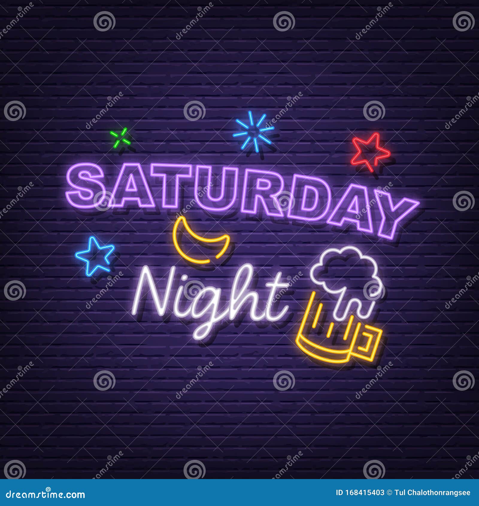 Saturday Night Neon Signboard Stock Vector - Illustration of party ...