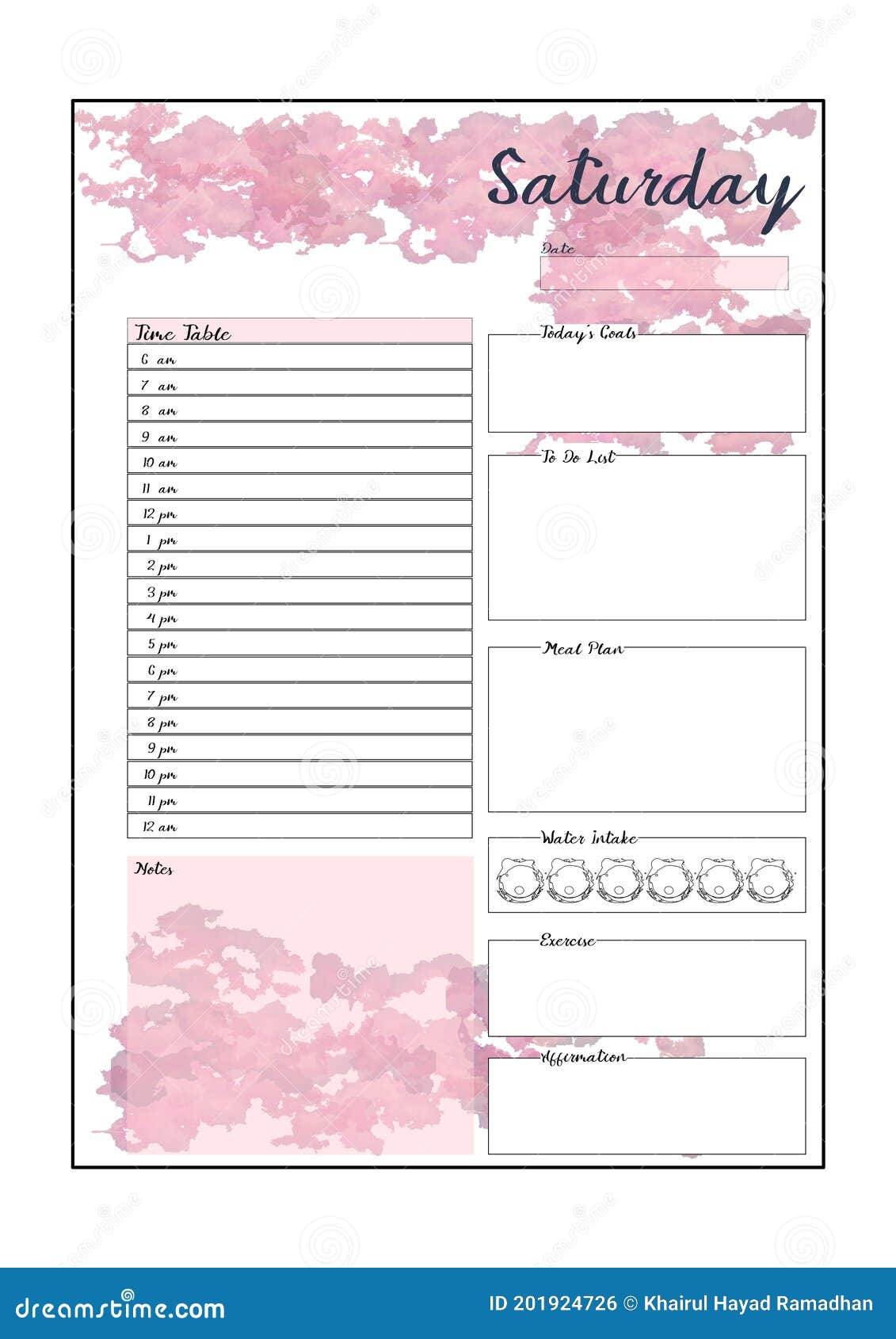 Saturday Planner for Binder Set Your Plan Stock Illustration ...