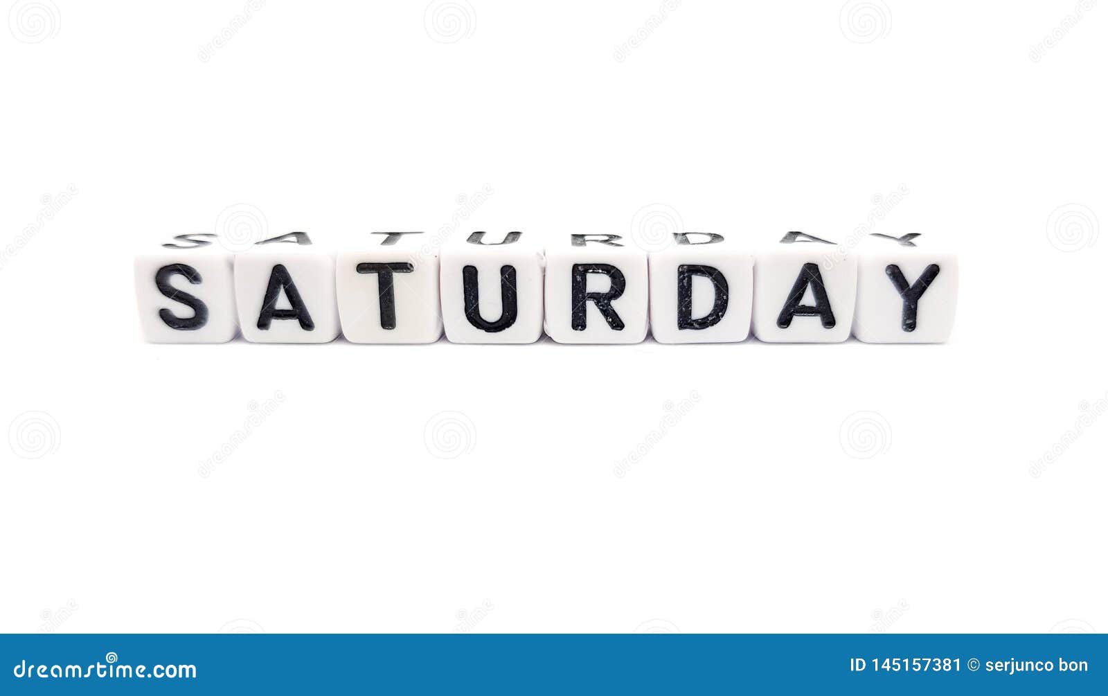 Saturday Word Built with White Cubes and Black Letters on White ...
