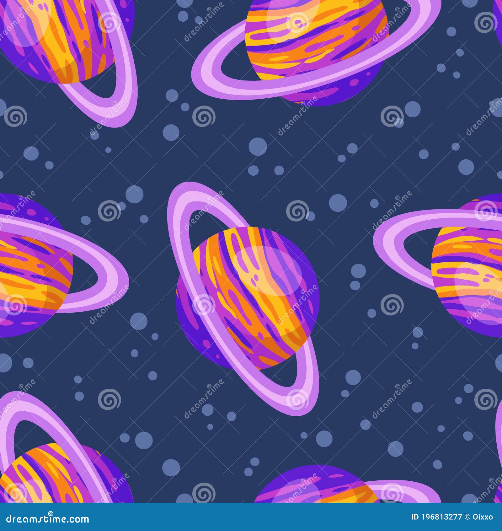 Saturn Abstract Seamless Space Pattern Background With Planets With ...