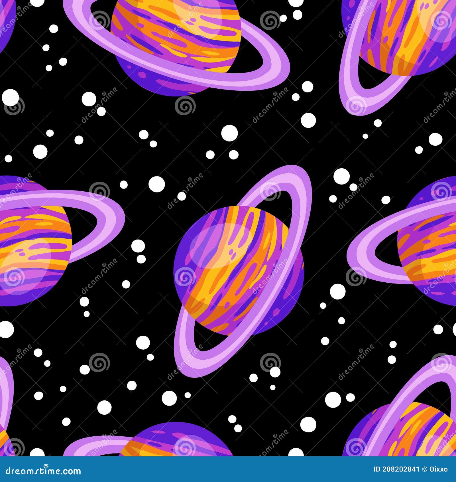 Saturn Abstract Seamless Space Pattern Background with Planets with ...