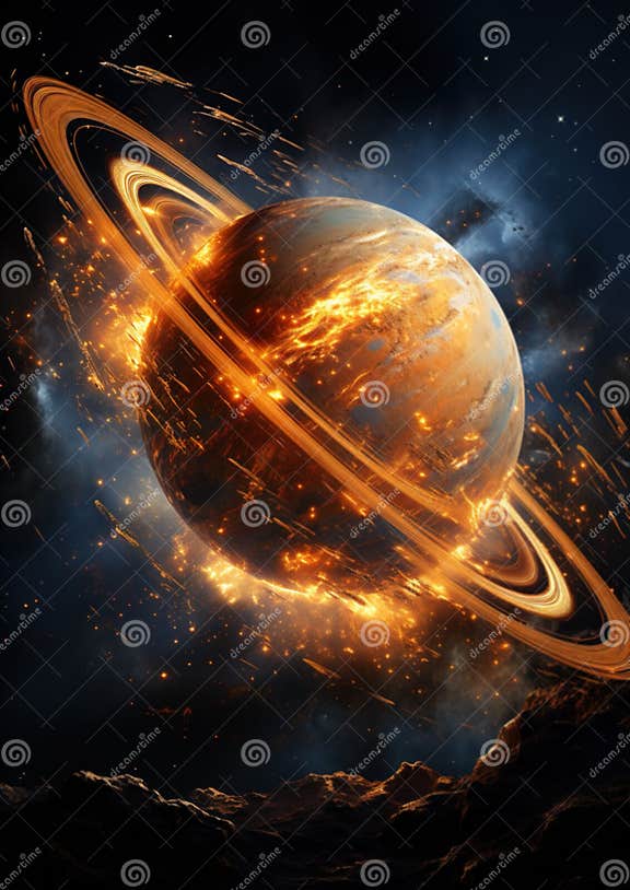 Saturn Beauty Of The Planet Saturn From Space Generative Ai Stock Illustration Illustration