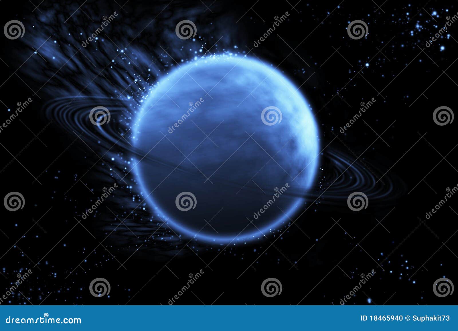 Saturn blue. stock photo. Image of starry, land, atmosphere - 18465940
