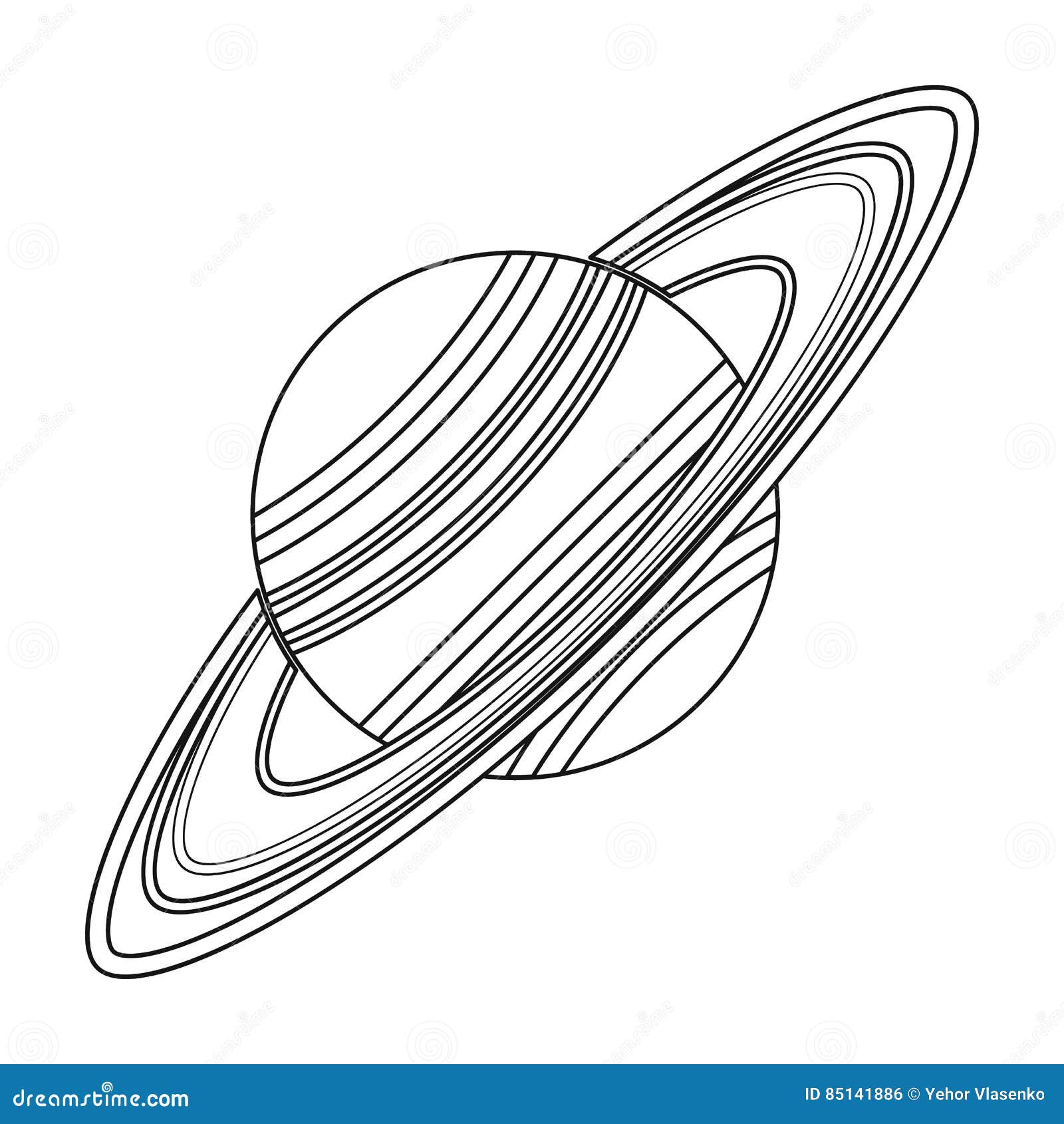Saturn Icon in Outline Style Isolated on White Background. Planets ... Saturn Icon in Outline Style Isolated on White Background. Planets ...