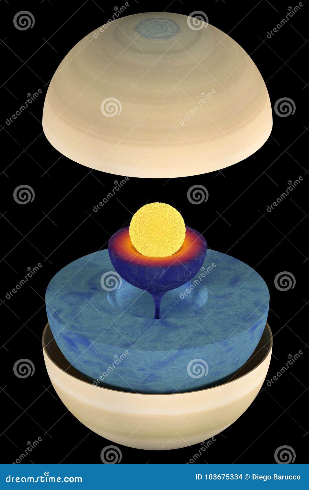 Saturn Inner Structure for Illustration and Science Stock Illustration ...