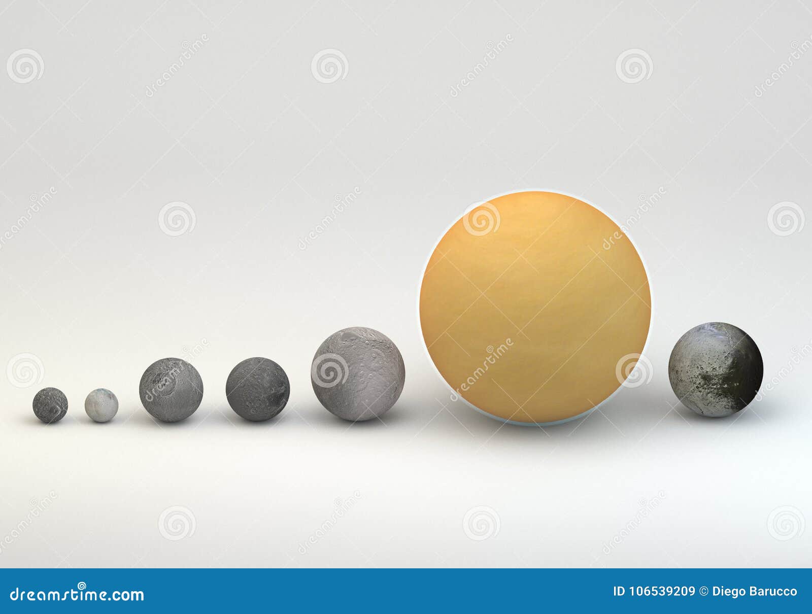 Saturn Moons in Size Comparison Stock Illustration - Illustration of ...