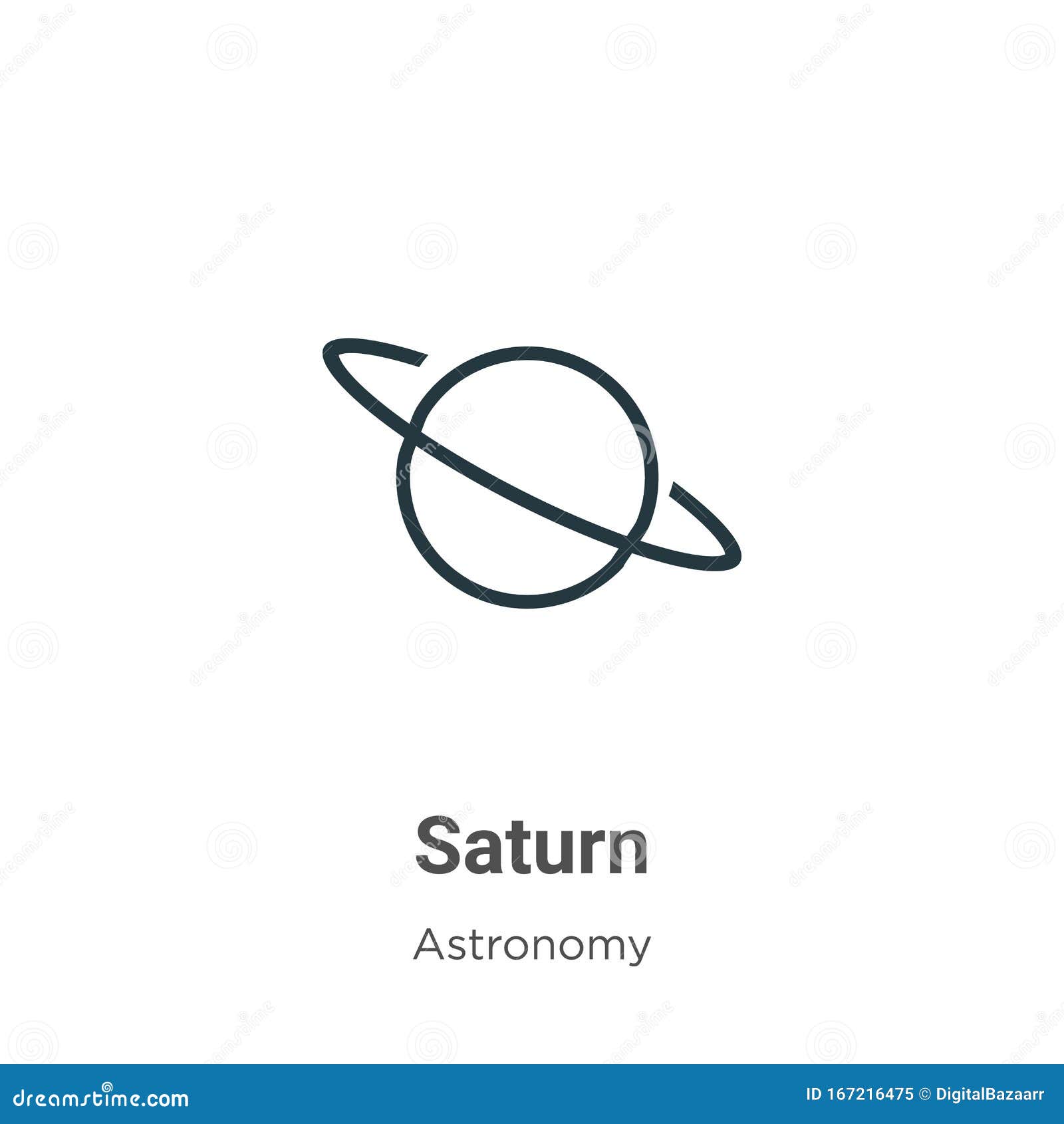 Saturn Outline Vector Icon. Thin Line Black Saturn Icon, Flat Vector ...