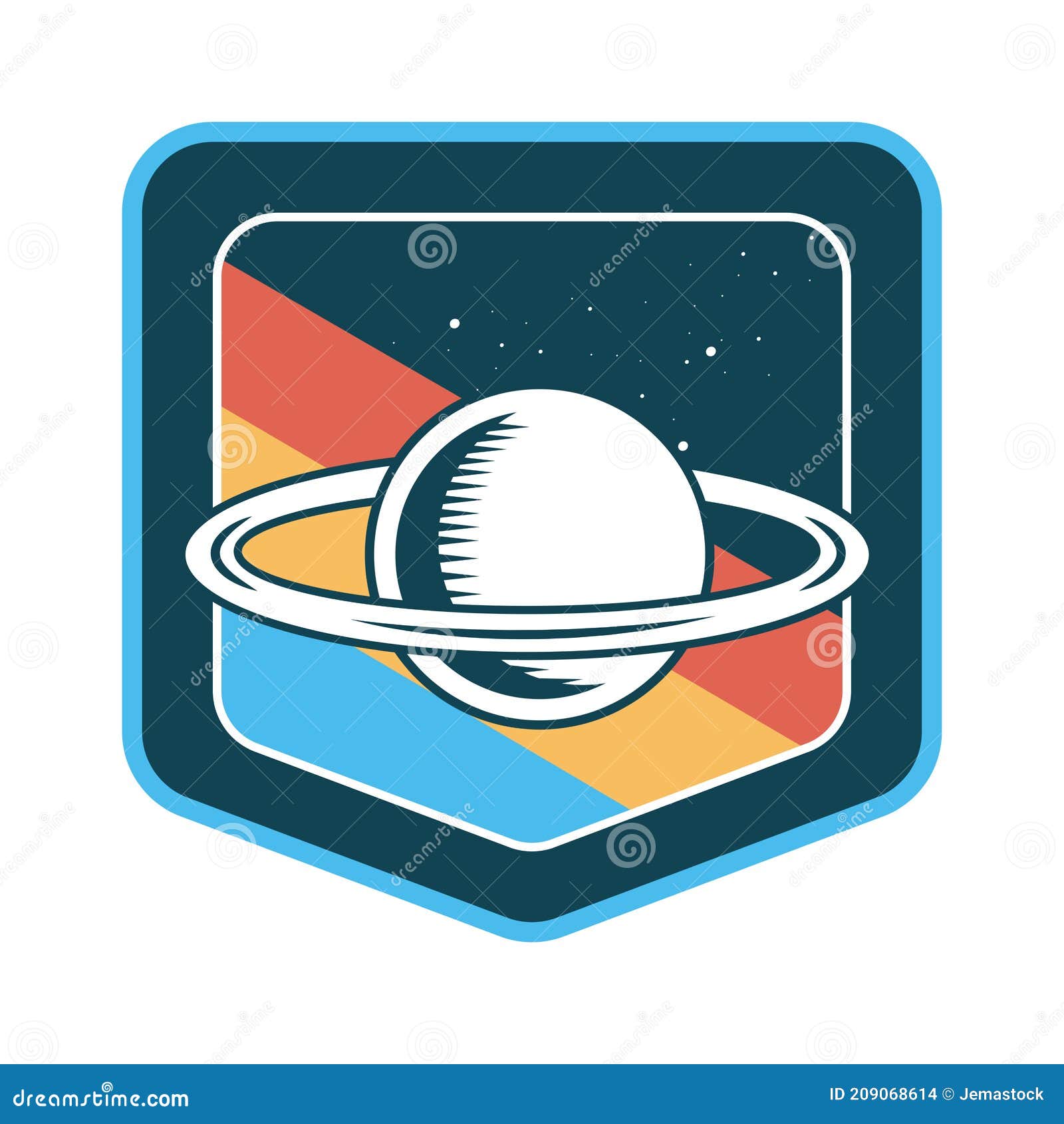 Saturn Planet Drawn Space In Frame Vector Illustration | CartoonDealer ...