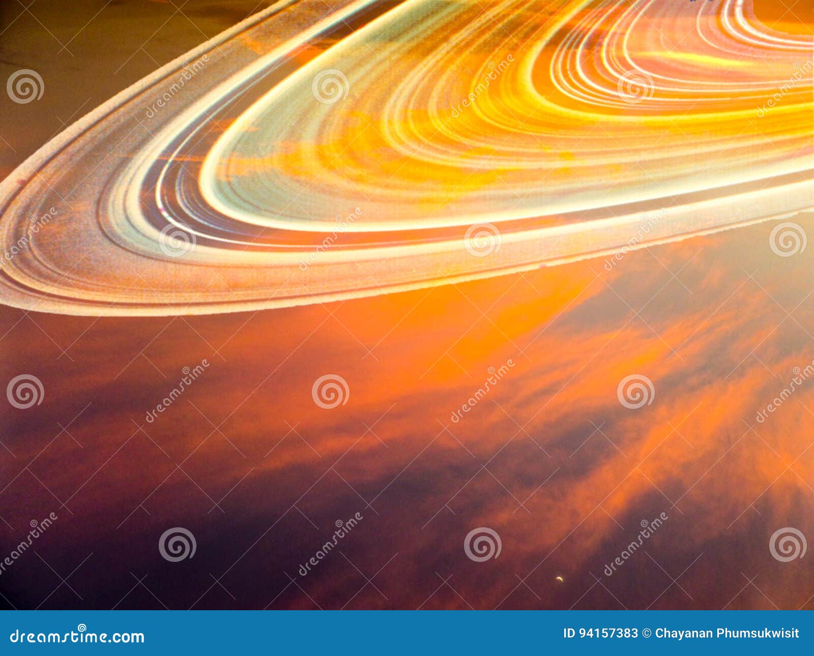 Saturn Ring Light Over Sunsets Sky Stock Image - Image of complexion ...