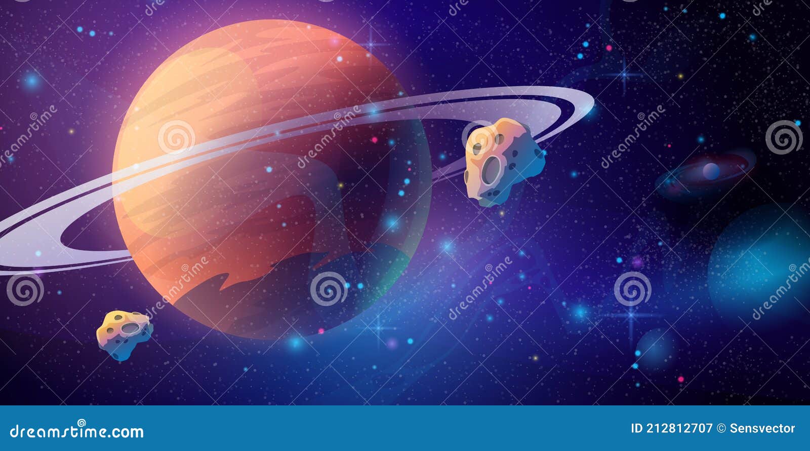Saturn Space Background with Asteroid, Outer Space Stock Vector ... Saturn Space Background with Asteroid, Outer Space Stock Vector ...