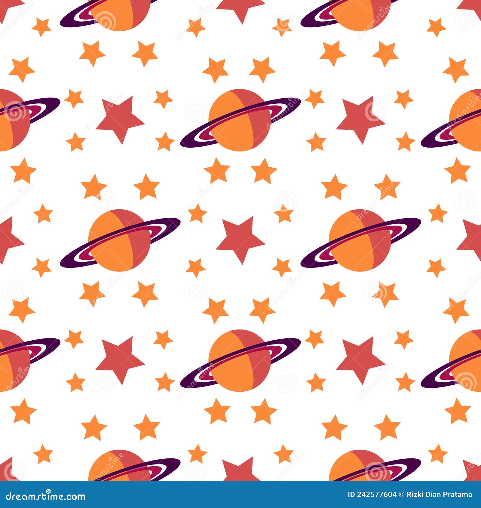 Saturn and Stars Planet Seamless Pattern Stock Vector - Illustration of ...