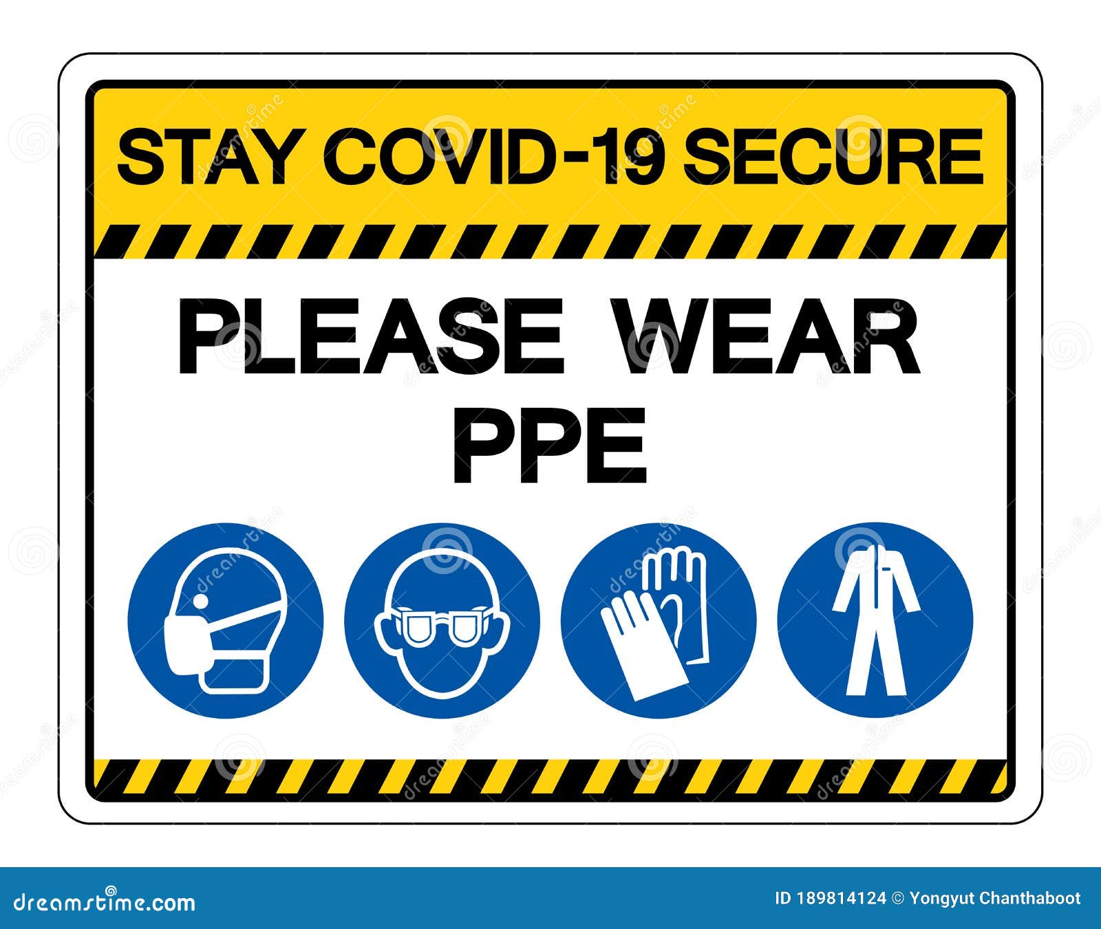 Saty Covid-19 Secure Please Wear PPE Symbol Sign, Vector Illustration ...