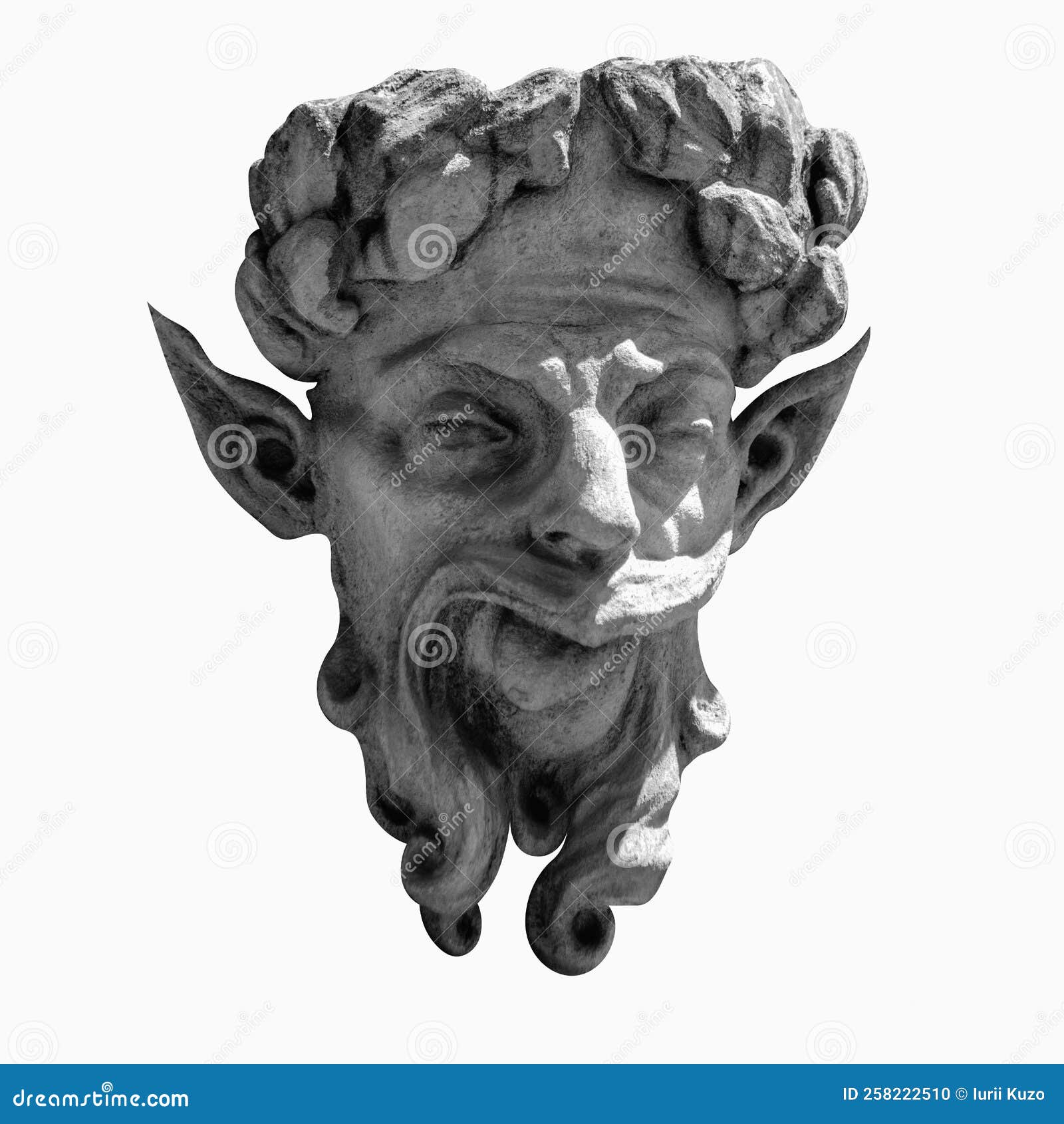 Satyr Faun Isolated on White Background. a Very Ancient Statue Stock ...