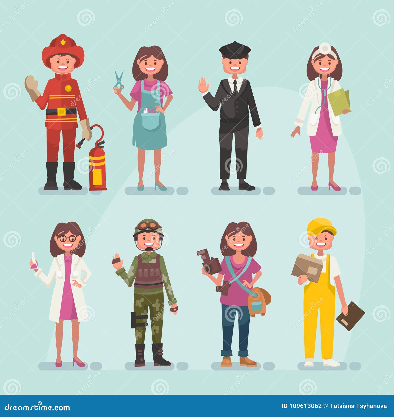 Satz Berufe in Der Modernen Flachen Art Vektor Abbildung - Illustration ...