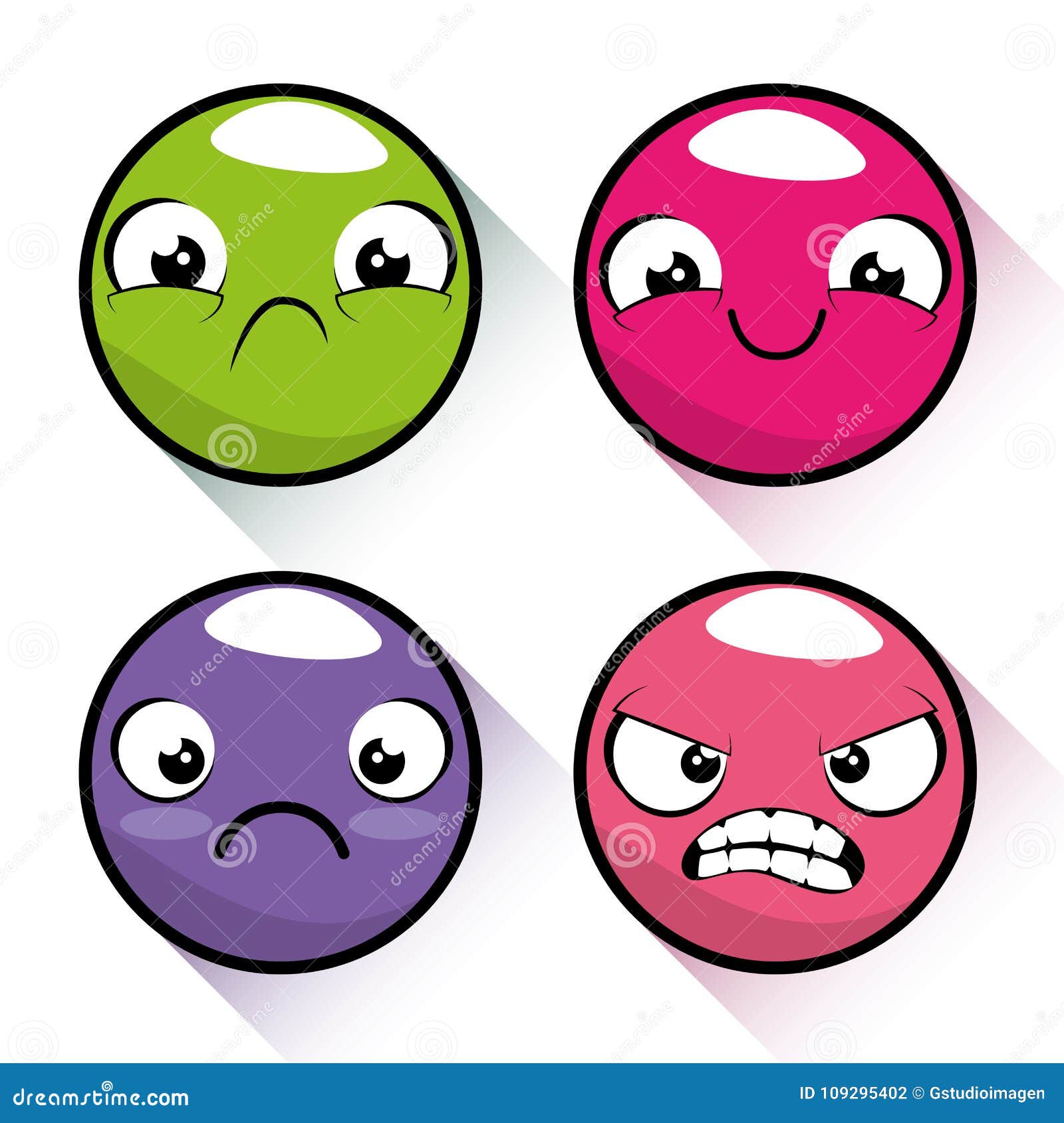 Satz Der Emoji Emoticonkarikatur Vektor Abbildung - Illustration von ...