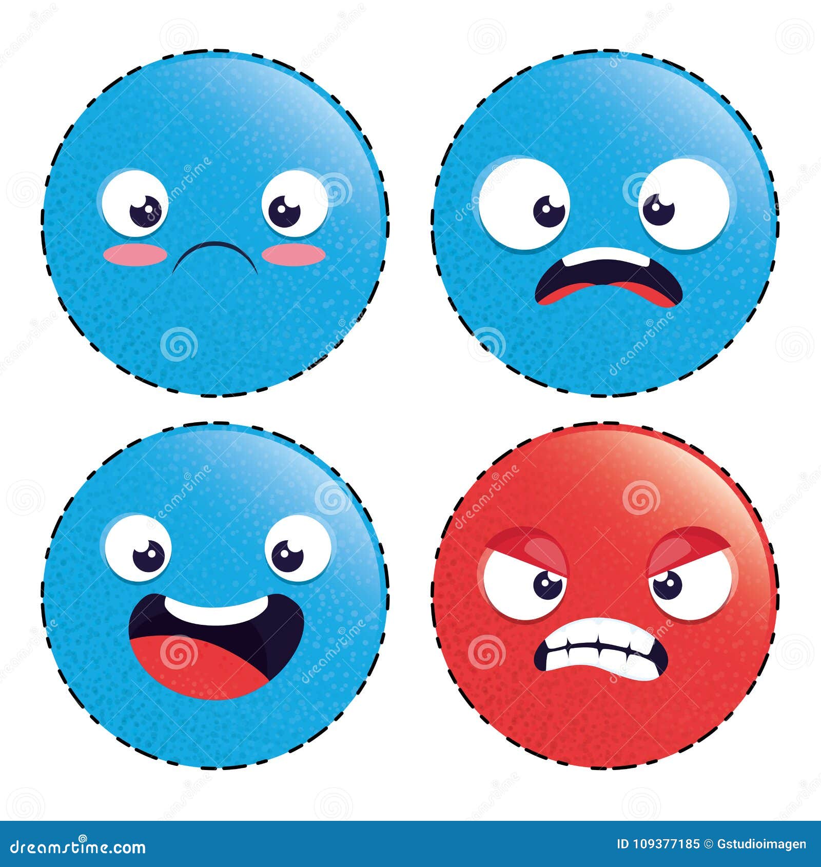 Satz Der Emoji Emoticonkarikatur Vektor Abbildung - Illustration von ...