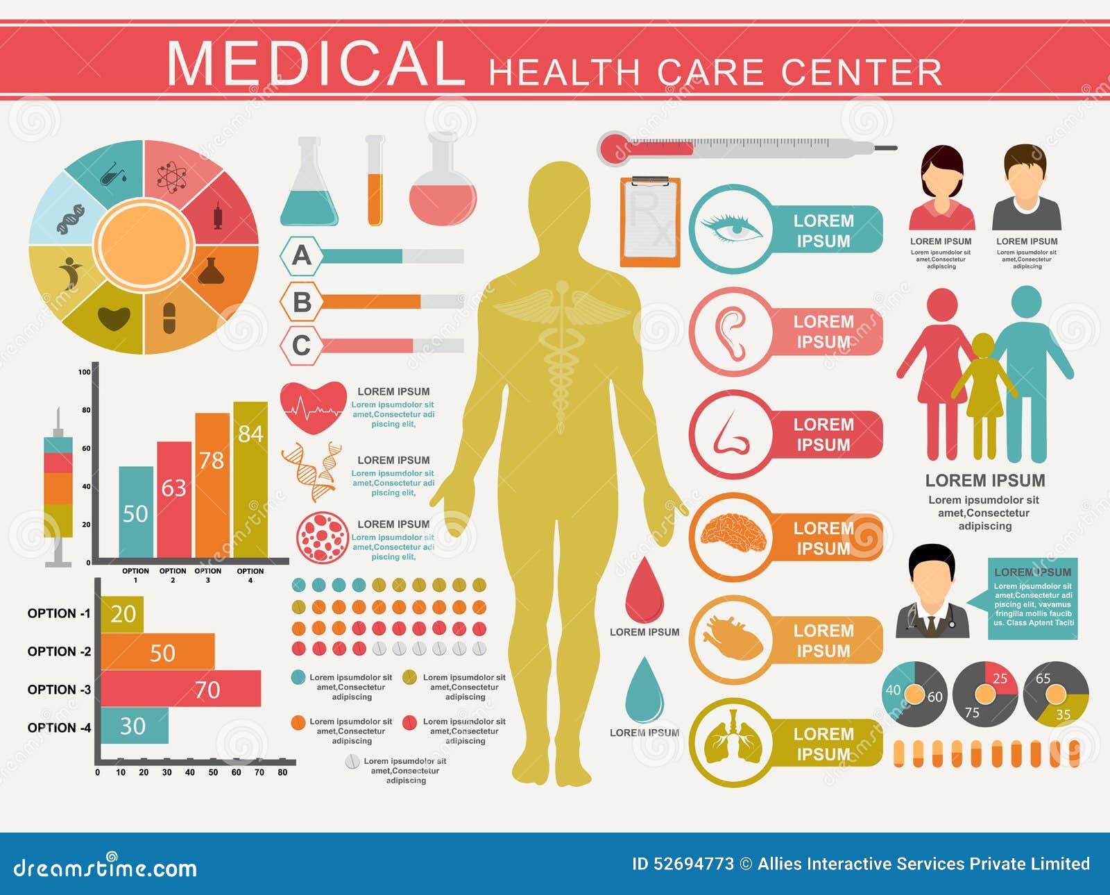 Satz Der Medizinischen Gesundheitswesen-Mitte Stock Abbildung ...